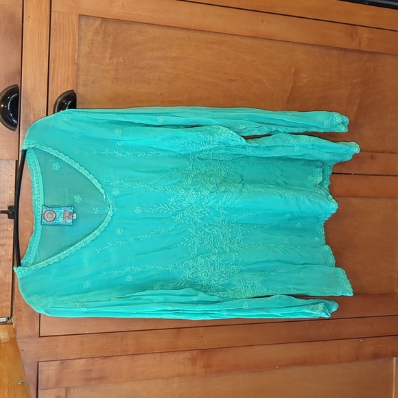Johnny Was | Tops | Jwla Johnny Was Green Blouse Large | Poshmark